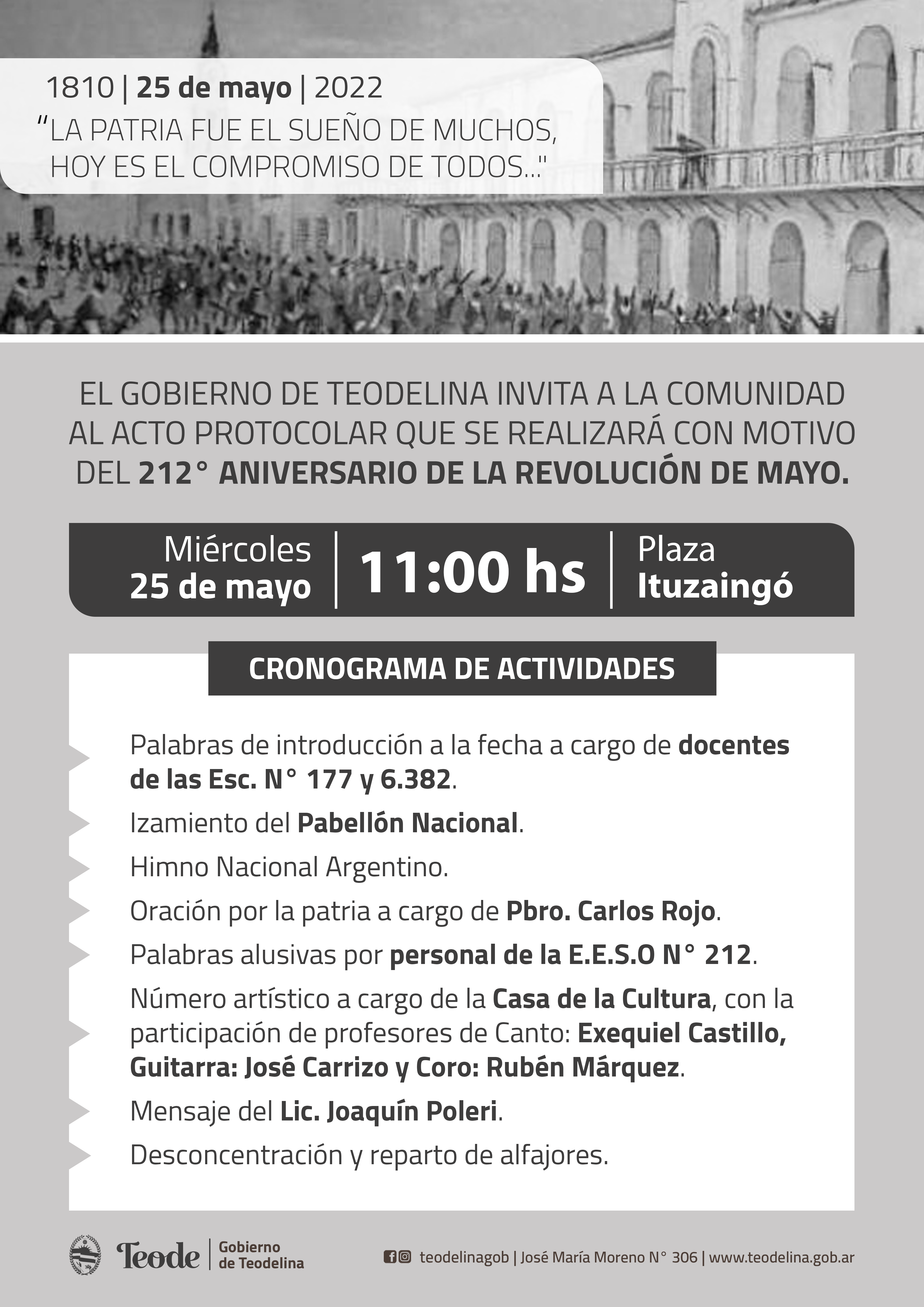 TEODELINA CRONOGRAMA DE LOS ACTOS DEL 25 De MAYO Lanuevavozregional